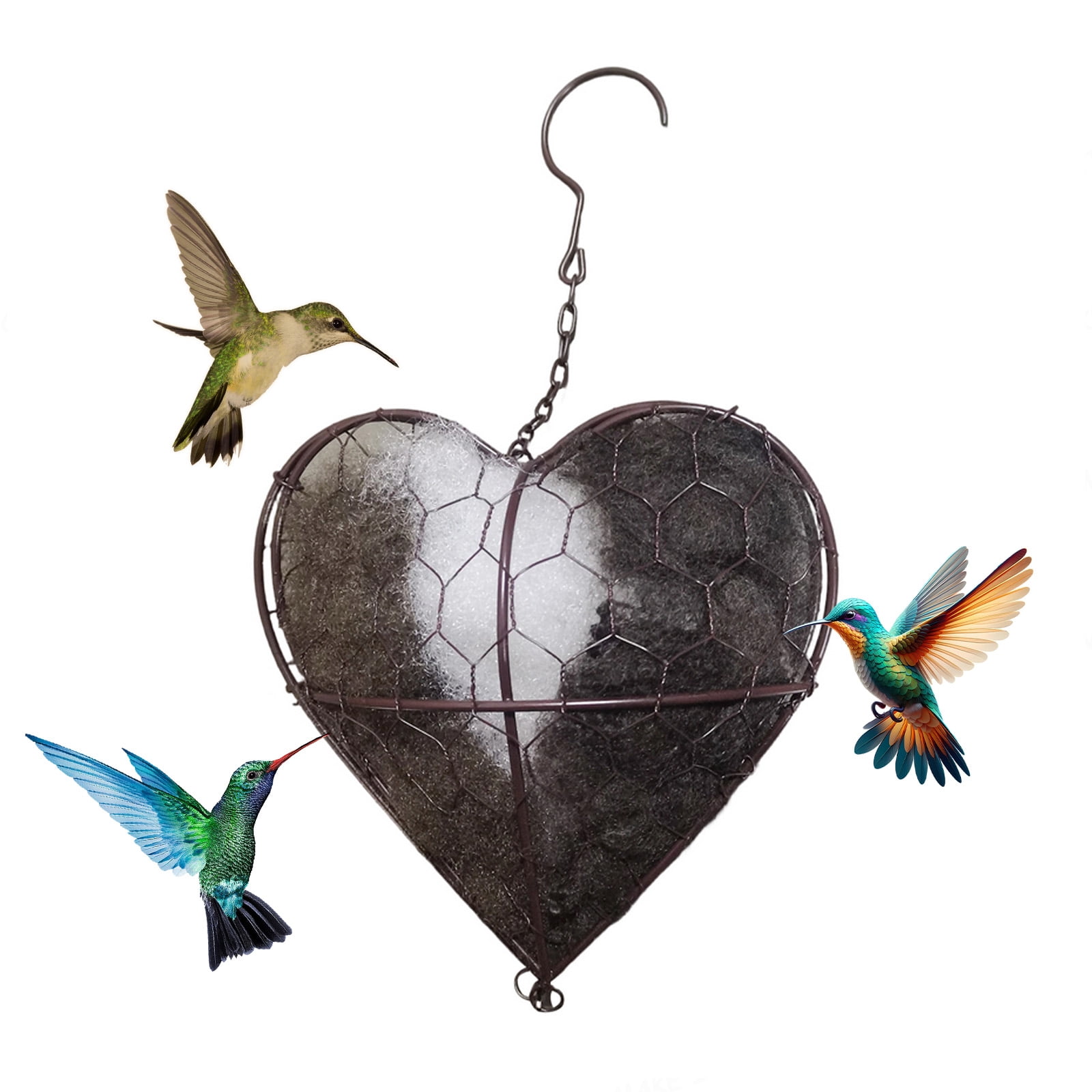 Handmade Fiber Bird Nesting Heart Birds Nests Material Holder Winter ...