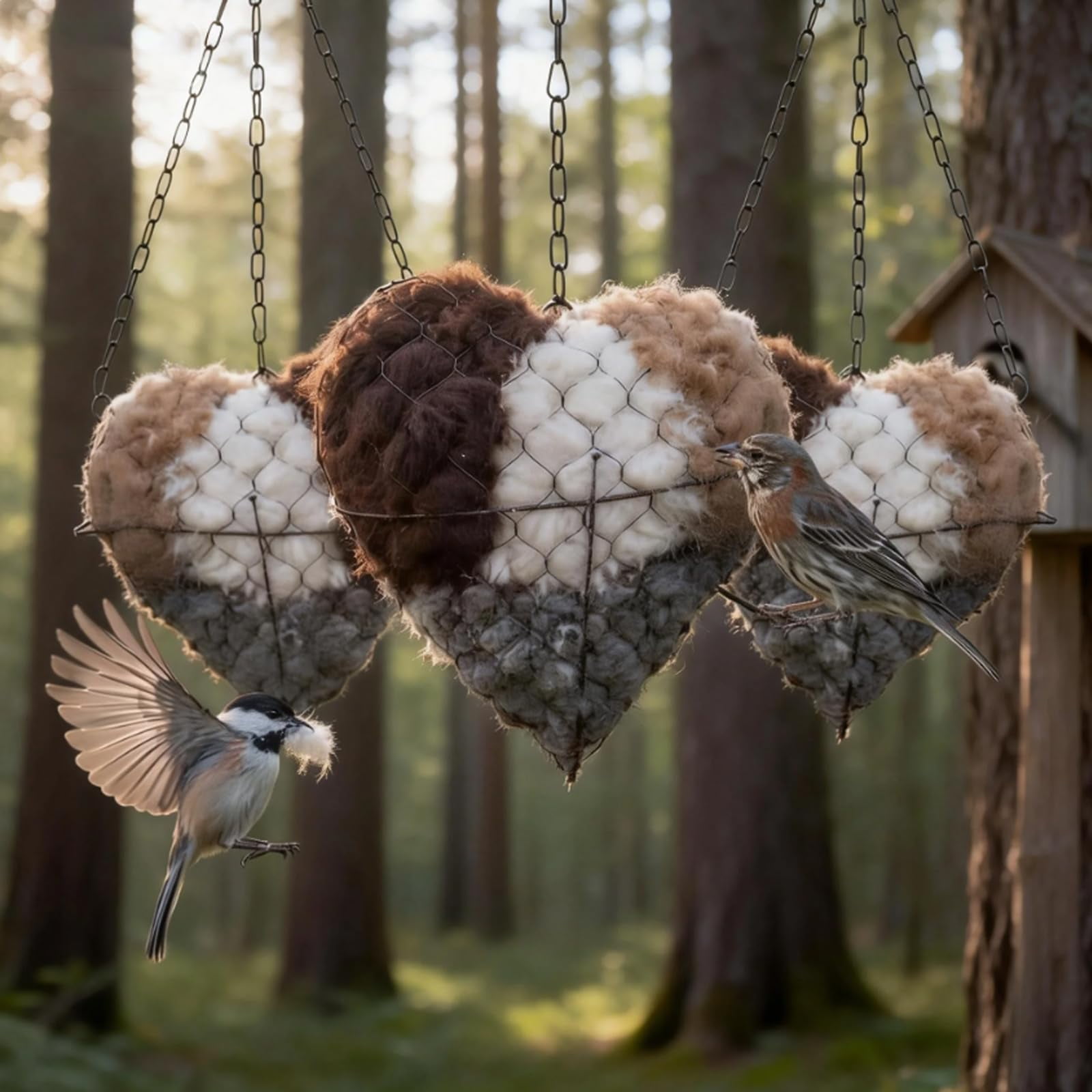 Handmade Fiber Bird Nesting Heart, Birds Nests Material Holder, Winter ...