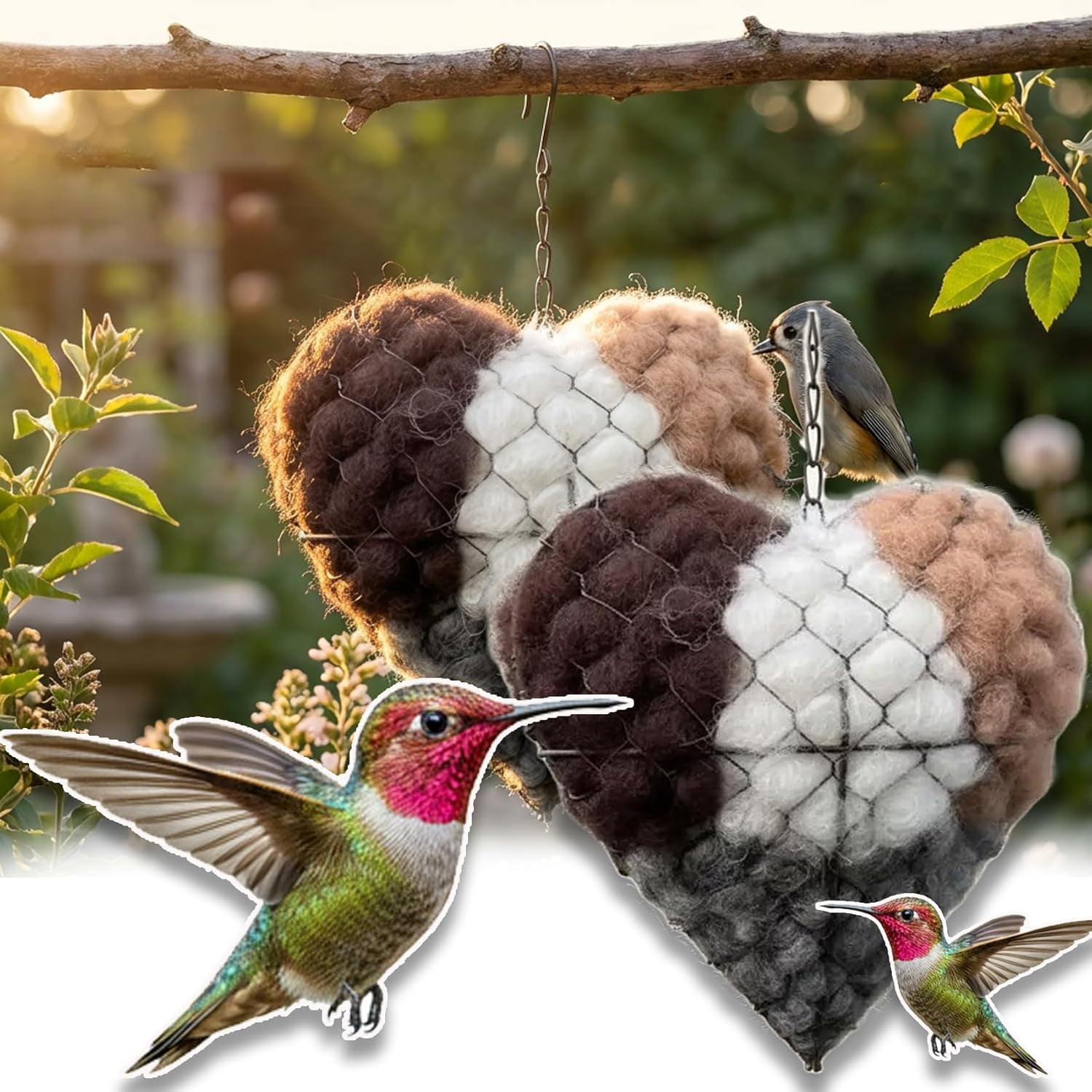 Handmade Fiber Bird Nesting Heart - Handmade Alpaca Fiber Bird Nesting ...