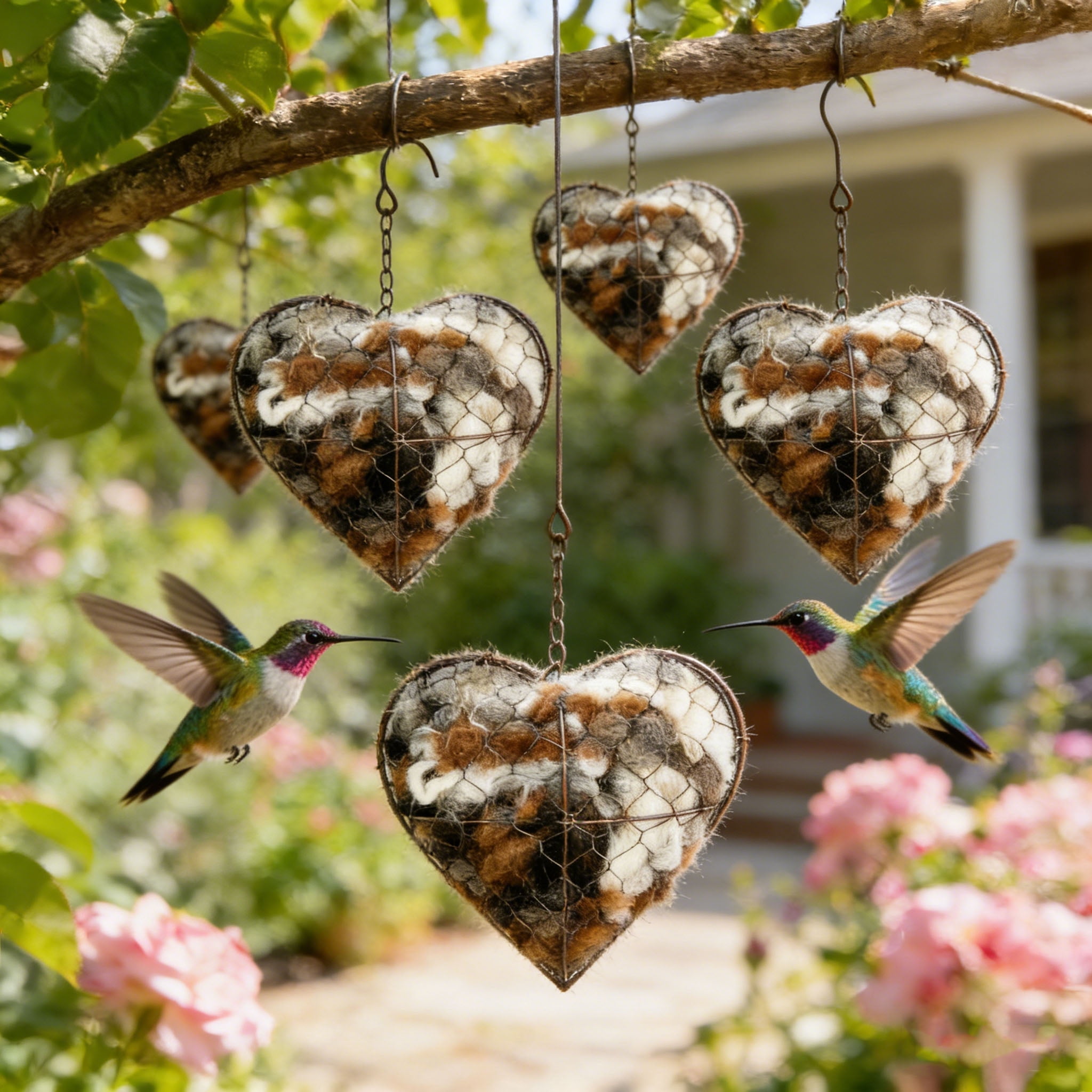 Handmade Fiber Bird Nesting Heart with Refillable Birds Haven 1 Heart ...