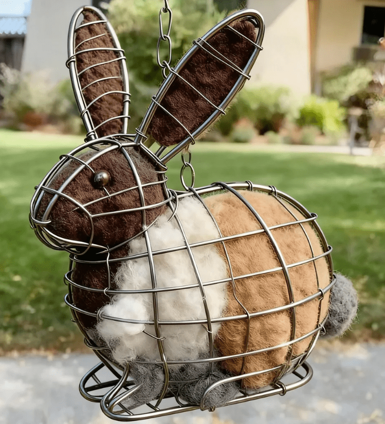 Handmade Fiber Bird Nesting Heart Refillable Birds Haven 1 Nesting & 2 Bags of Nest Materials ...