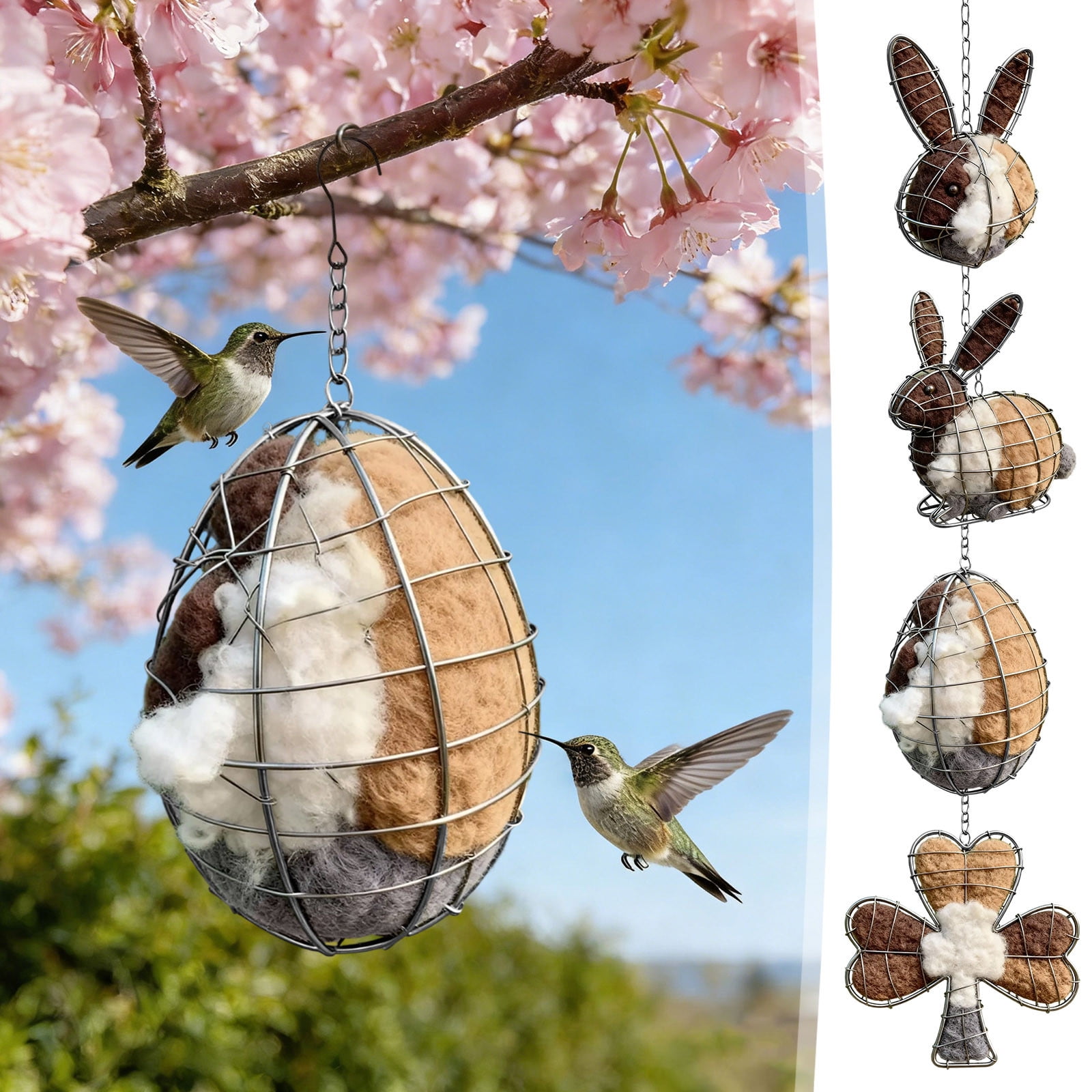 Handmade Fiber Bird Nesting Heart, Refillable Birds Haven Heart Shape ...