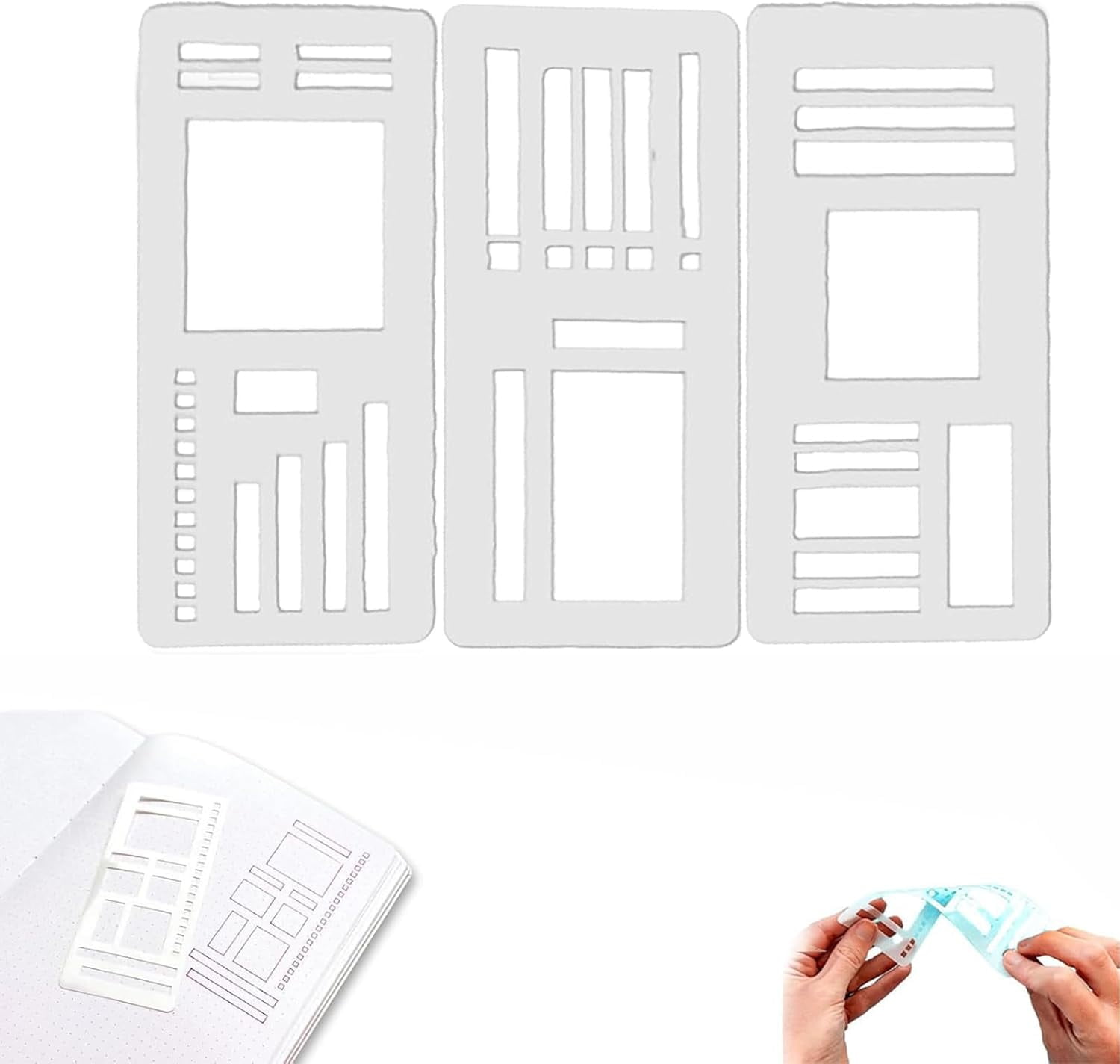 Handmade Flexible Record Template, 3 Pack Flexible Journal Stencil Set ...