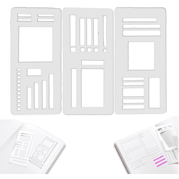 Handmade Flexible Record Template, 3-Pack Reusable Planner Stencil Set ...