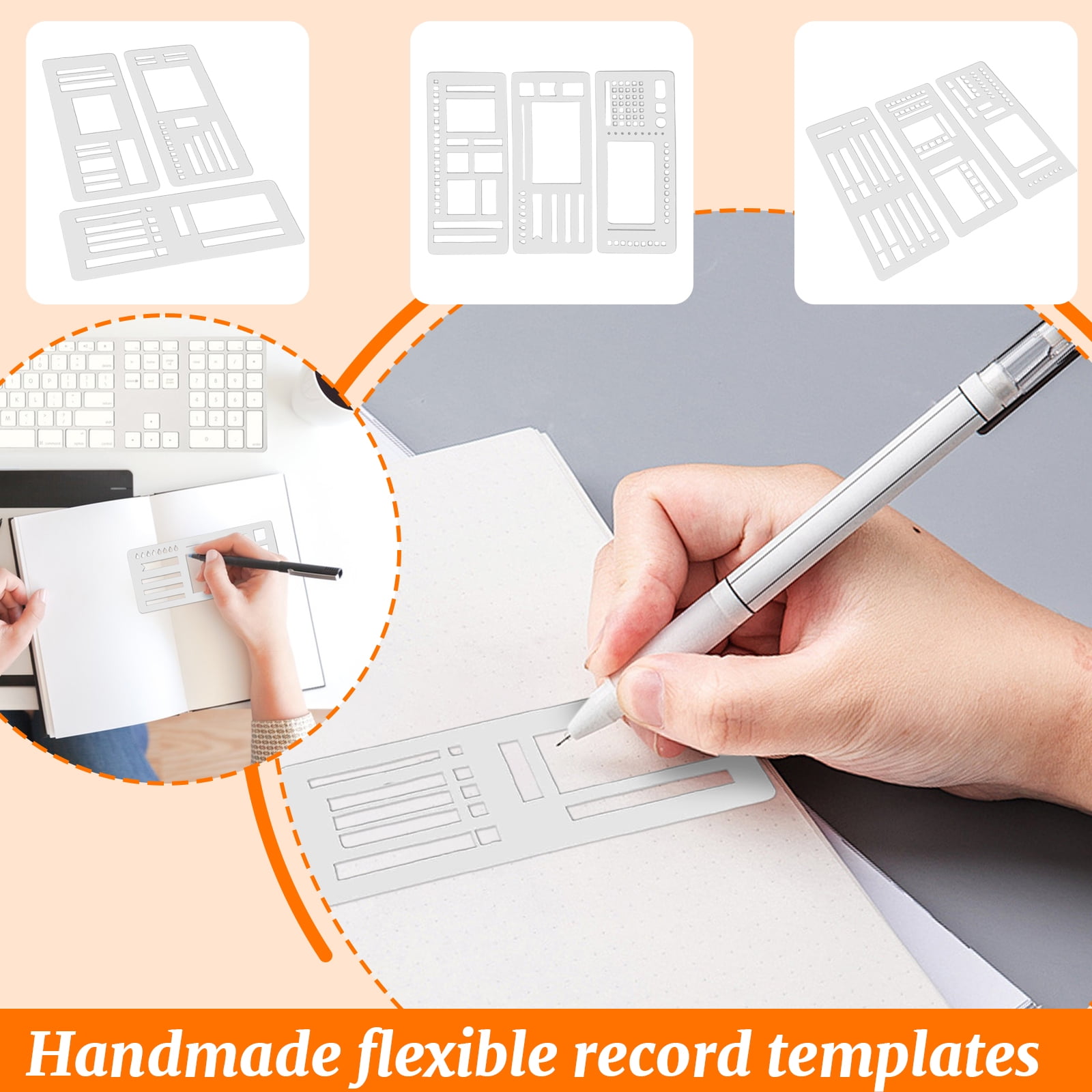 Handmade Flexible Record Template, 3-Pack Reusable Planner Stencil Set, Planner Stencils Set ...