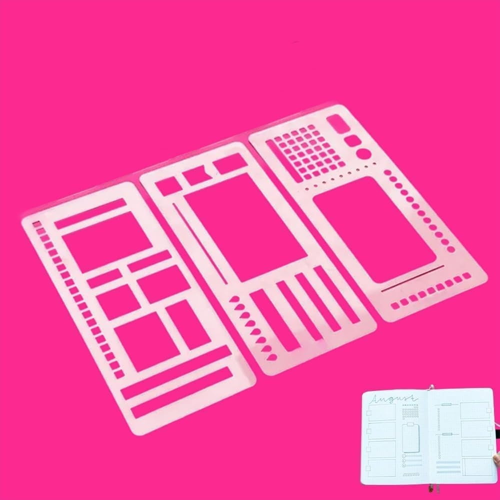 Handmade Flexible Record Template, 3-Pack Stencils Drafting Tools ...