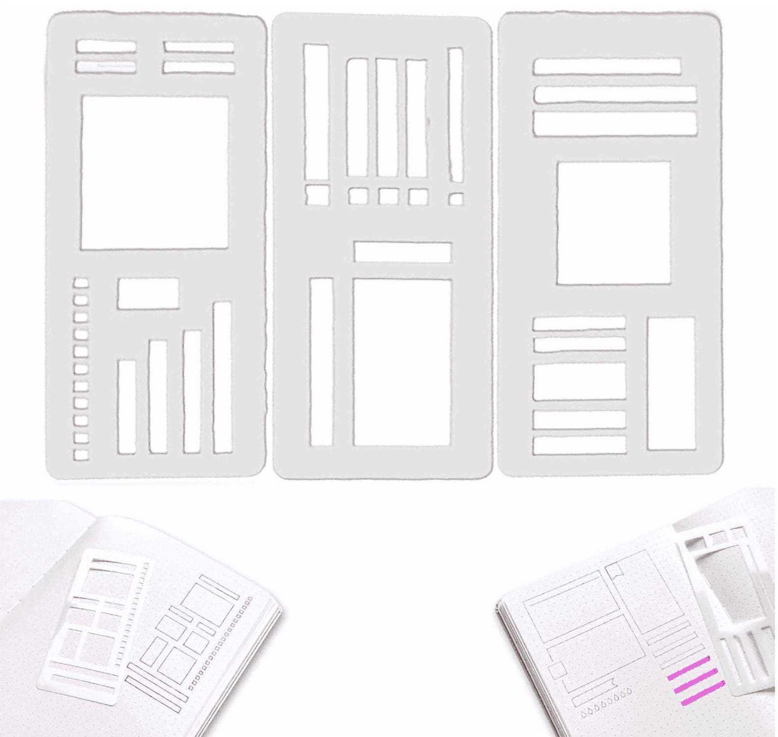 Handmade Flexible Record Template, 3-Pack Stencils Drafting Tools ...