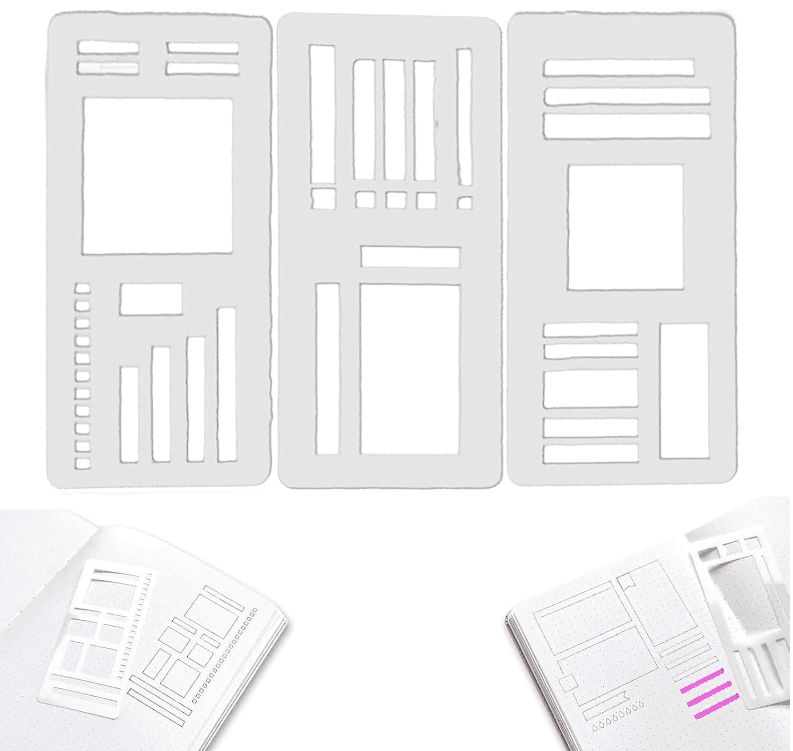 Handmade Flexible Record Template, 3-Pack Stencils Drafting Tools ...