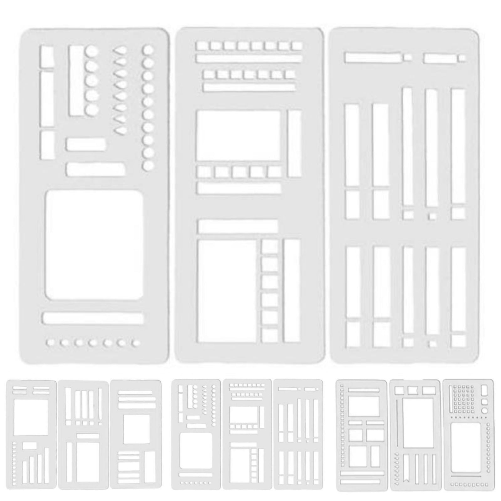 Handmade Flexible Record Template, 3-Pack Stencils Drafting Tools ...