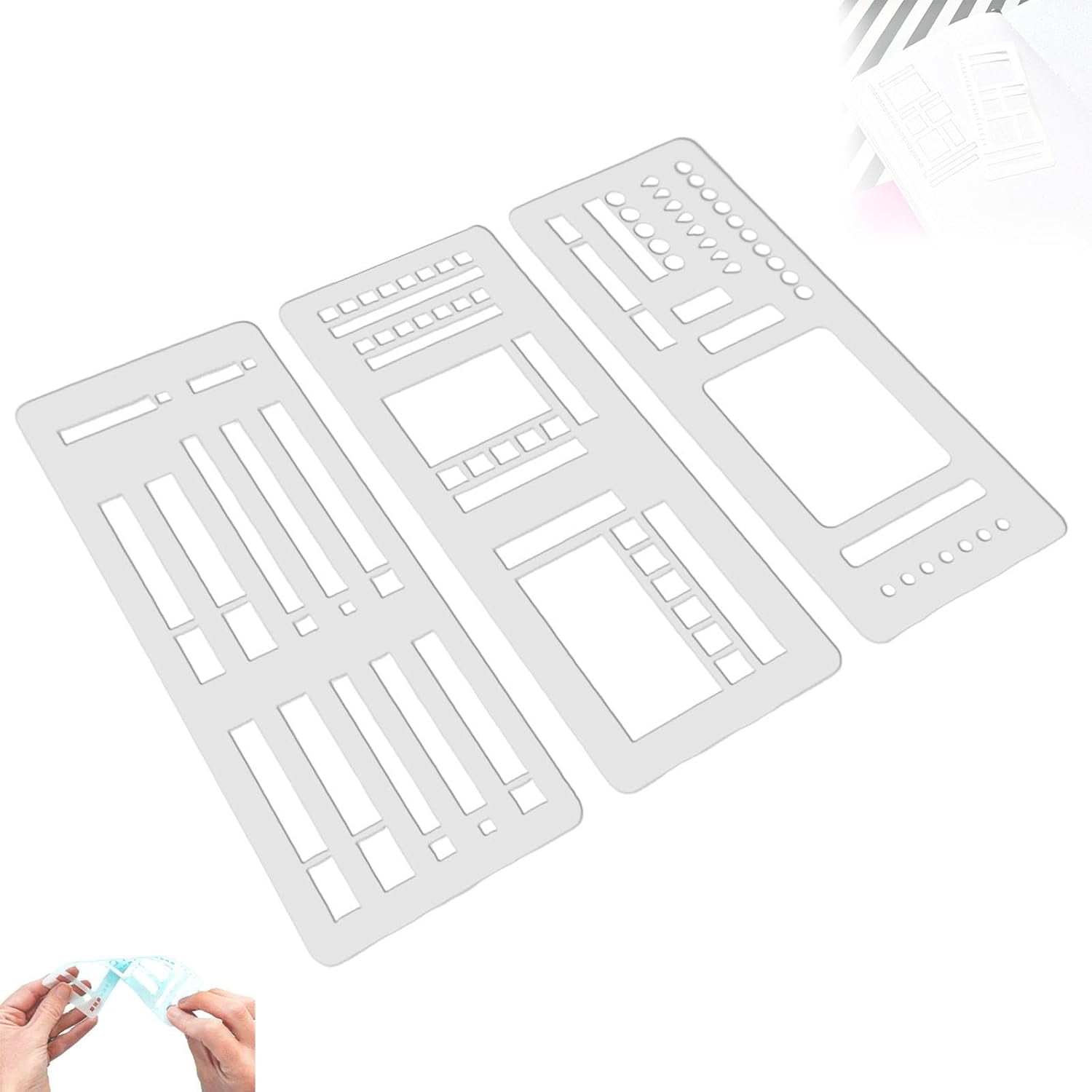 Handmade Flexible Record Template, 3pack Flexible Journal Stencil Set, Versatile Drawing ...