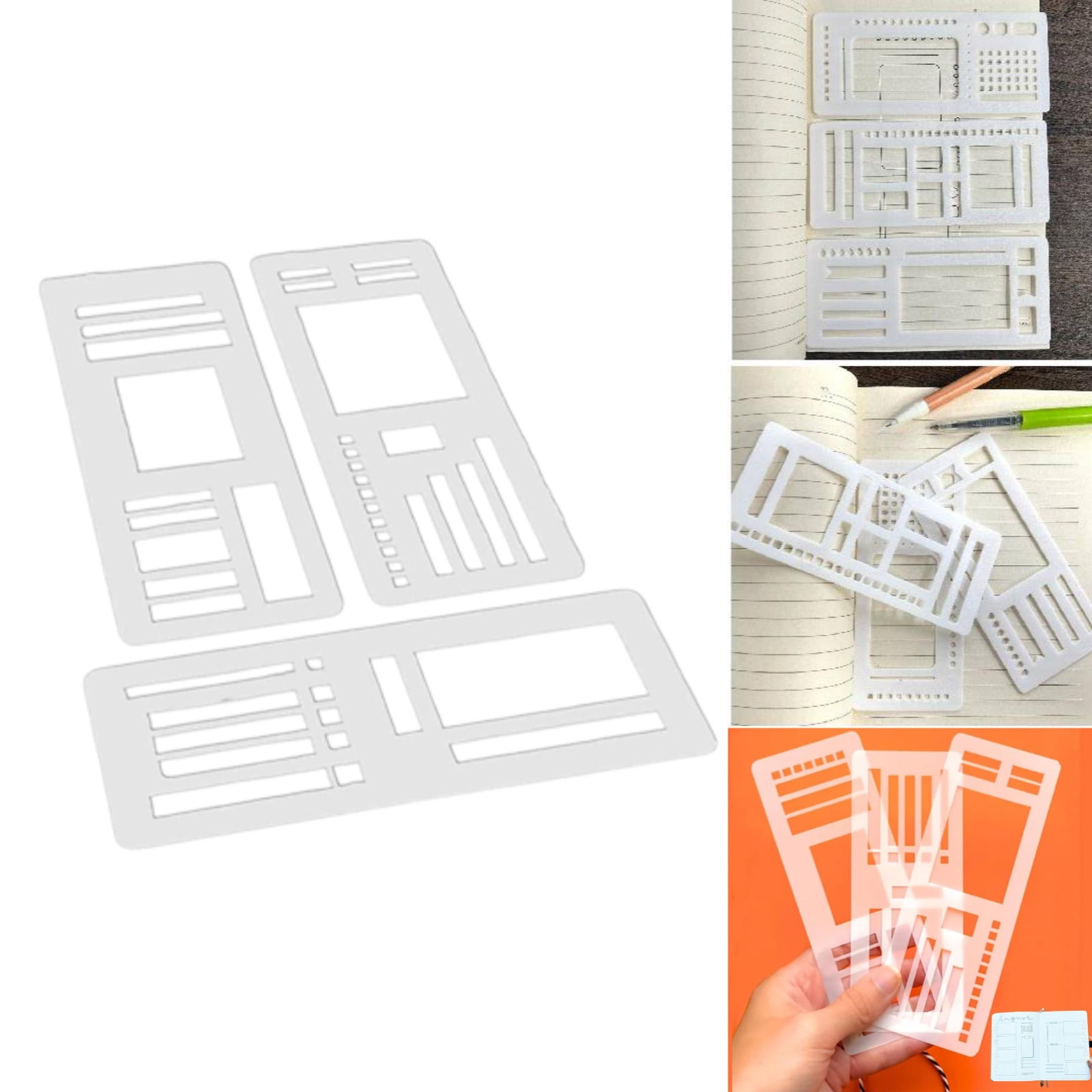 Handmade Flexible Record Template, Stencils Drafting Tools 3-Pack for ...