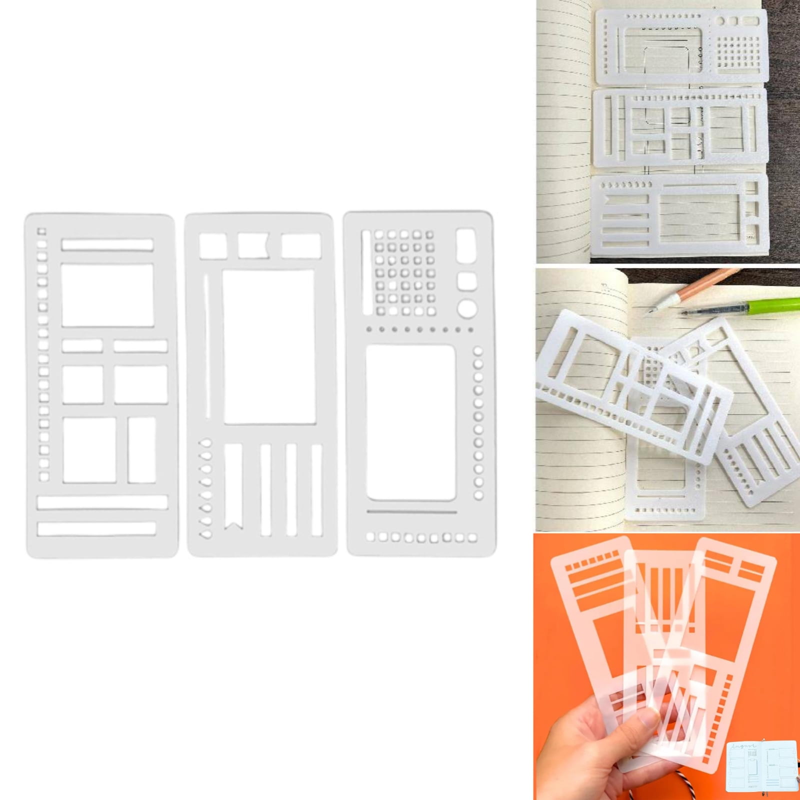 Handmade Flexible Record Template, Stencils Drafting Tools 3-Pack for ...