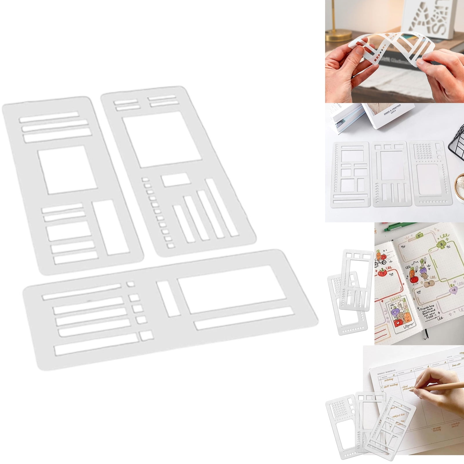 Handmade Flexible Record Template, Stencils Drafting Tools 3-Pack for ...