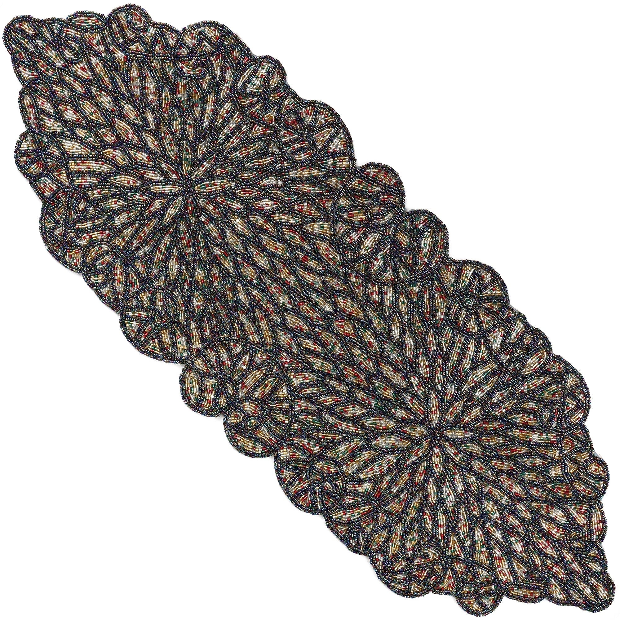 Handmade Floral Decorative Glass Beaded Table Runner for Table Decor ...