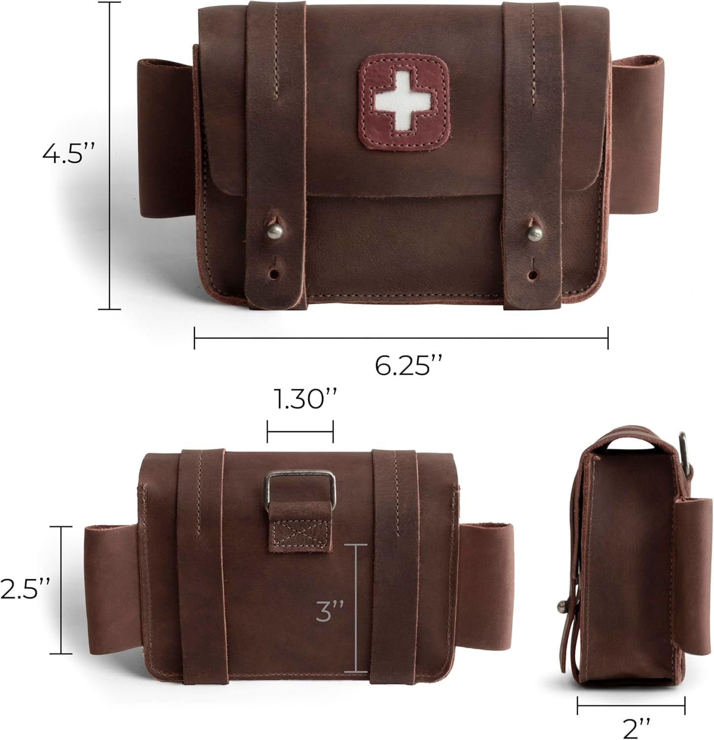 Handmade Full Grain Leather First Aid Bag, Empty Medical Kit Organizer ...