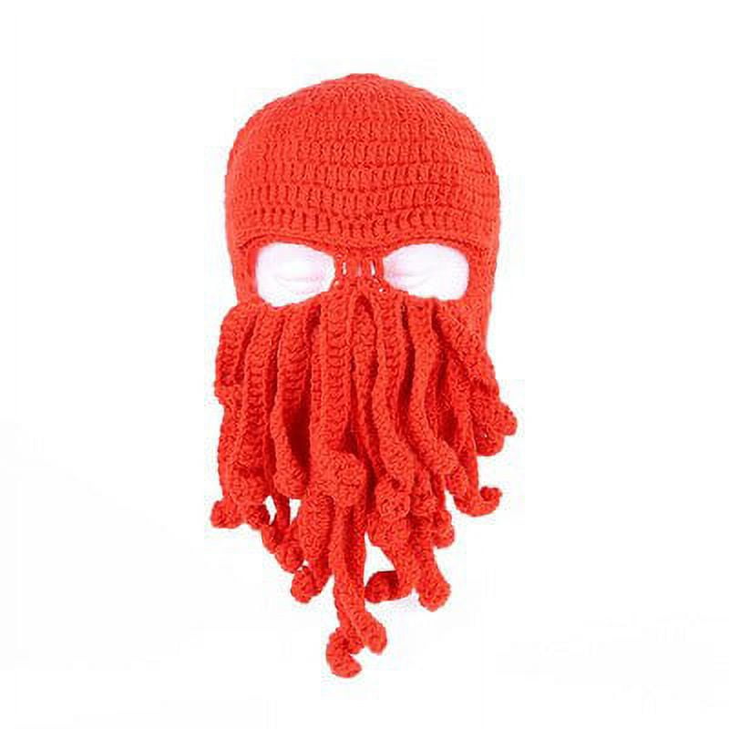 Handmade Funny Tentacle Octopus Hat Crochet Cthulhu Beard Beanie Men's ...