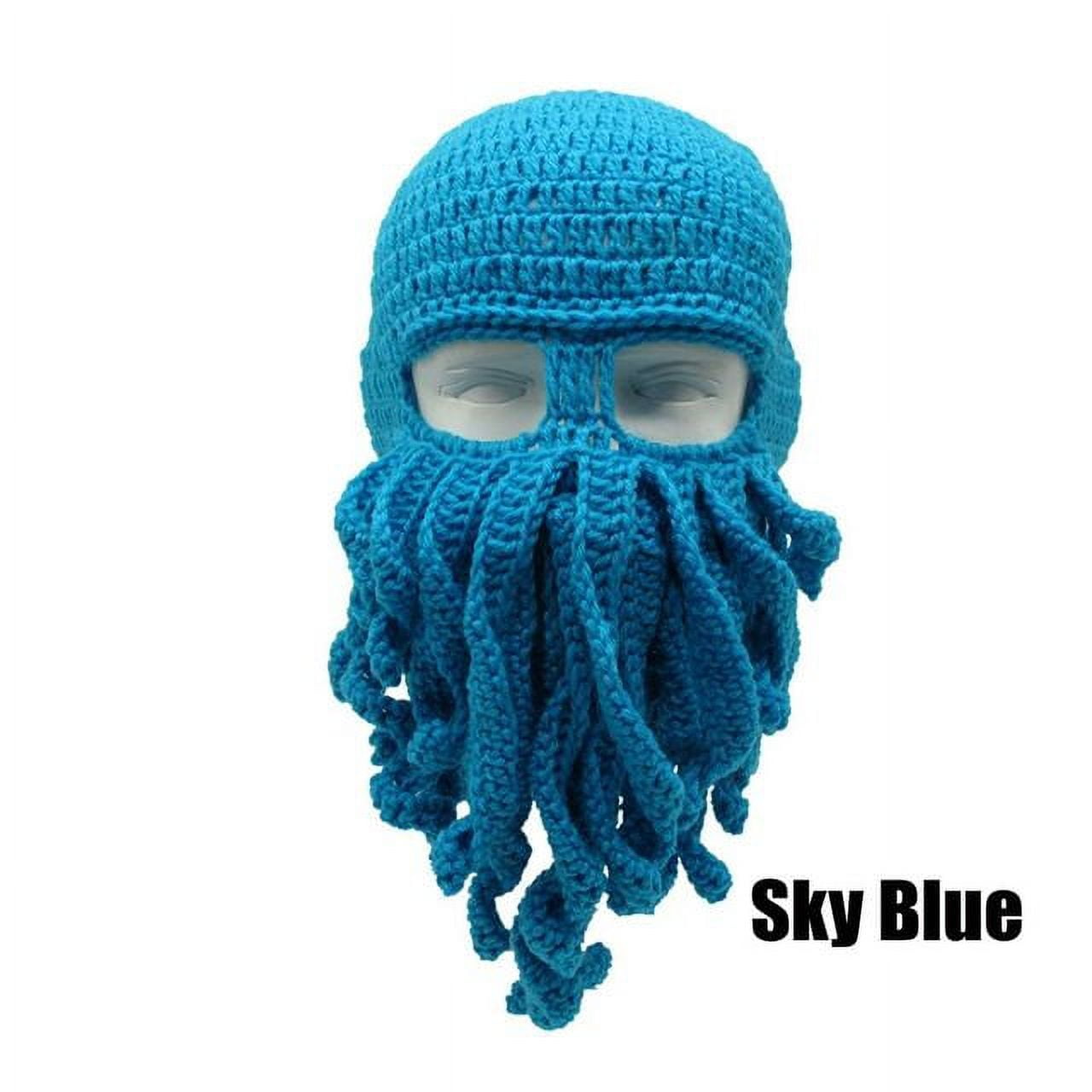 Handmade Funny Tentacle Octopus Hat Crochet Cthulhu Beard Beanie Men's ...