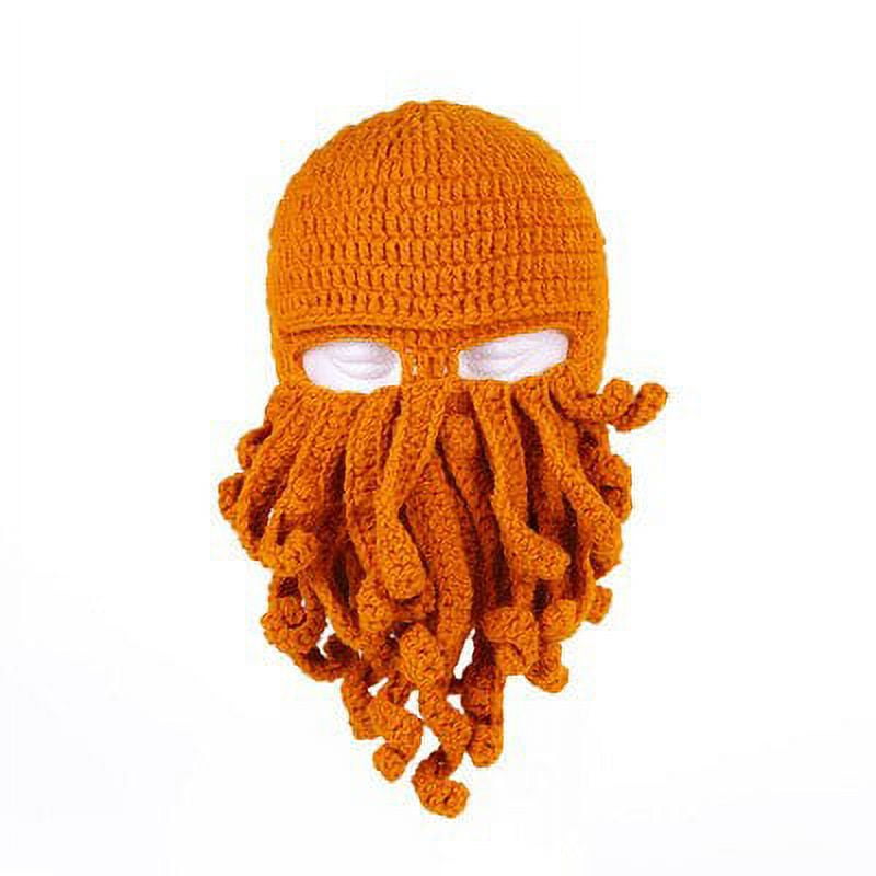 Handmade Funny Tentacle Octopus Hat Crochet Cthulhu Beard Beanie Men's ...