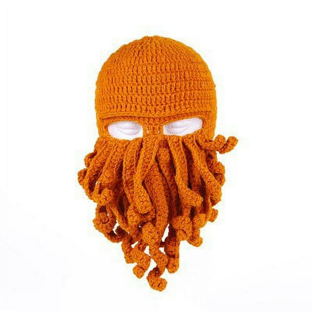 Handmade Funny Tentacle Octopus Hat Crochet Cthulhu Beard Beanie Men's ...