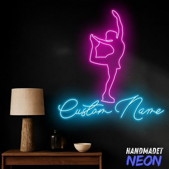 Handmade Girl Ice Skate Neon Sign, Ice Skating Club Decor, Sports Lover ...