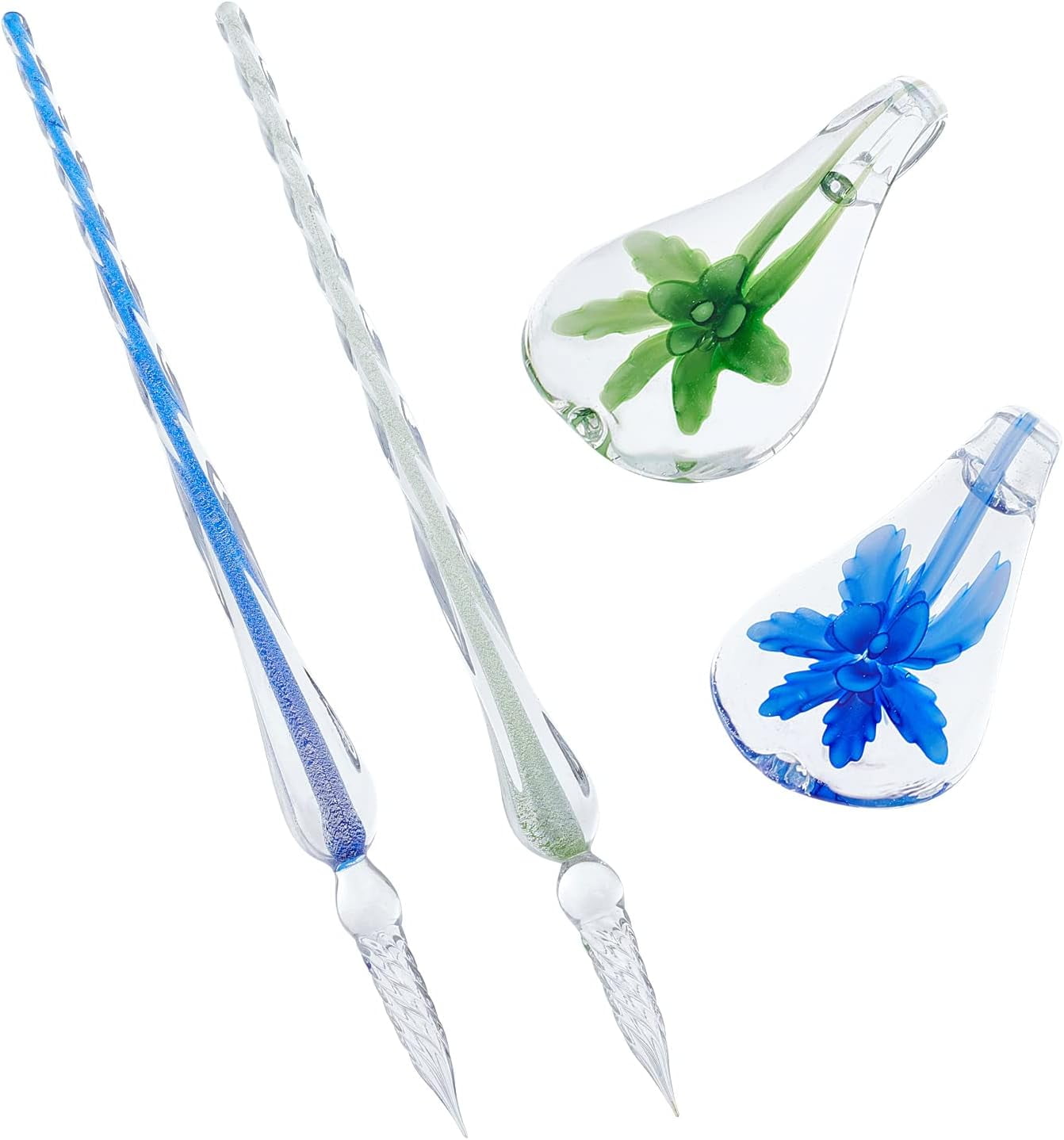 Handmade Glass Dip Pen 2pcs Calligraphy Pen with 2pcs Pen Holder Art ...