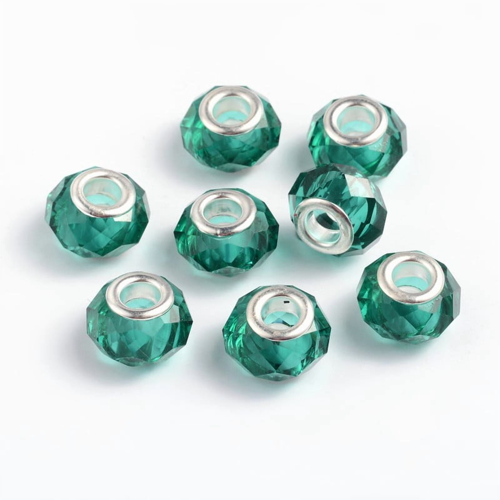 Handmade Glass European Beads Large Hole Beads Silver color Brass Core ...