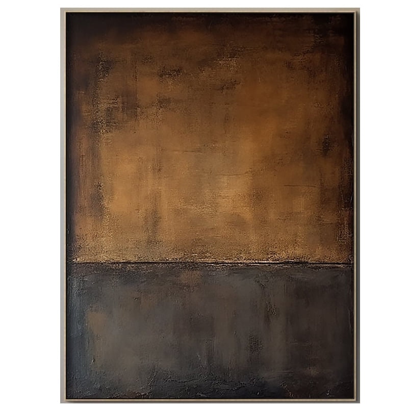 Handmade Gold Brown Color Oil Painting Wabi-Sabi Wall Art Abstract ...