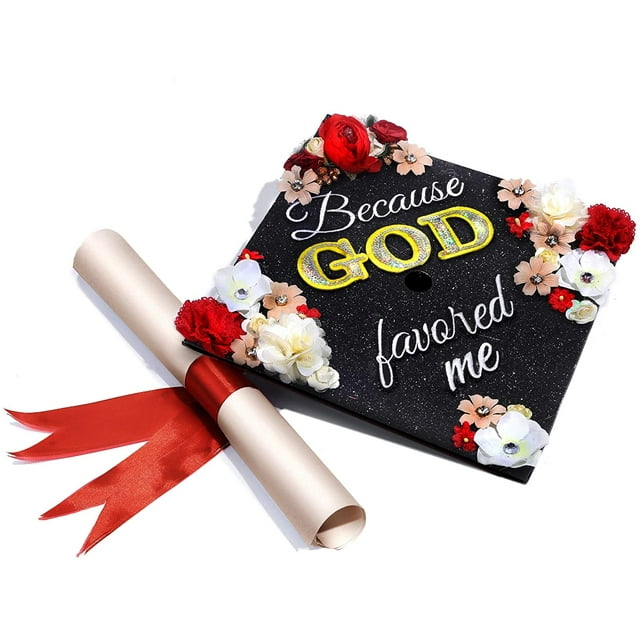 GradWYSE Handmade Grad Cap Topper with 3D Flowers & Stitched Quotes ...
