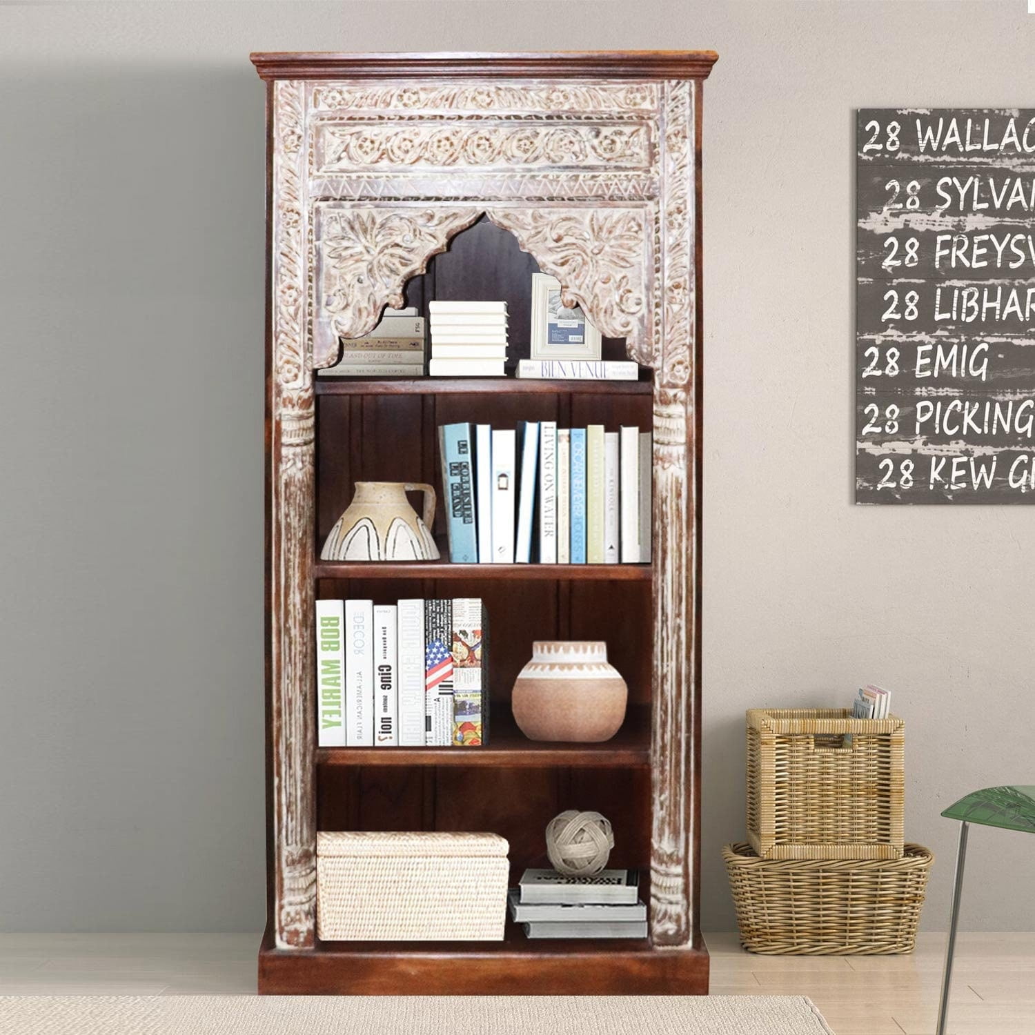 Handmade Hand Carved Farmhouse Style Bookcase | unique Solid Wood ...
