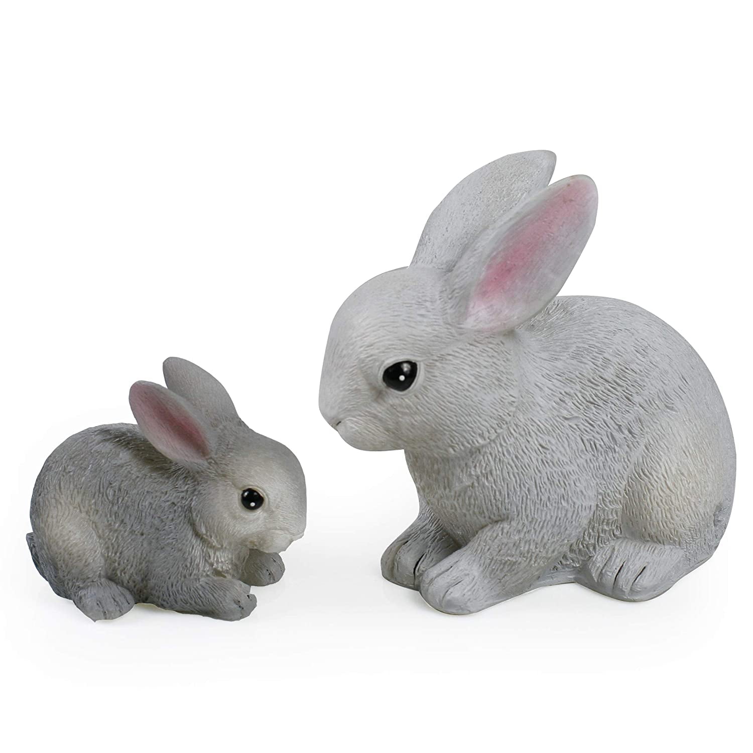 Handmade Hand Painted Real Wax Vivid Gray Mama & Baby Bunnies Rabbits ...