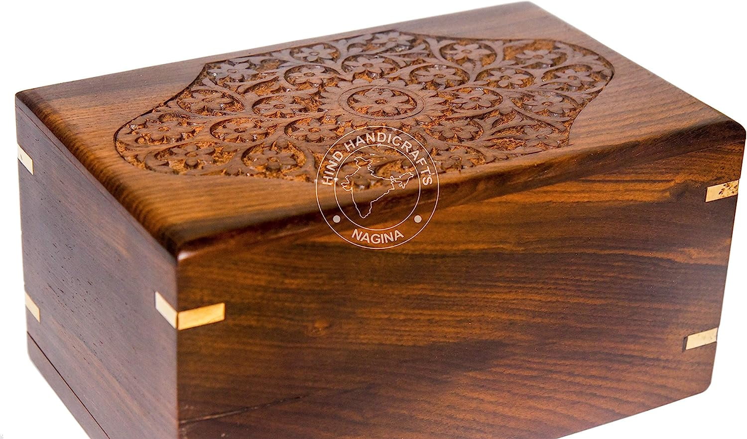 Handmade & Handcrafted Rosewood Borders Engraving Wooden Cremation Box ...