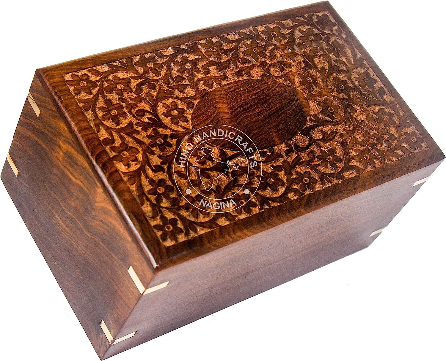 Handmade & Handcrafted Rosewood Borders Engraving Wooden Cremation Box ...