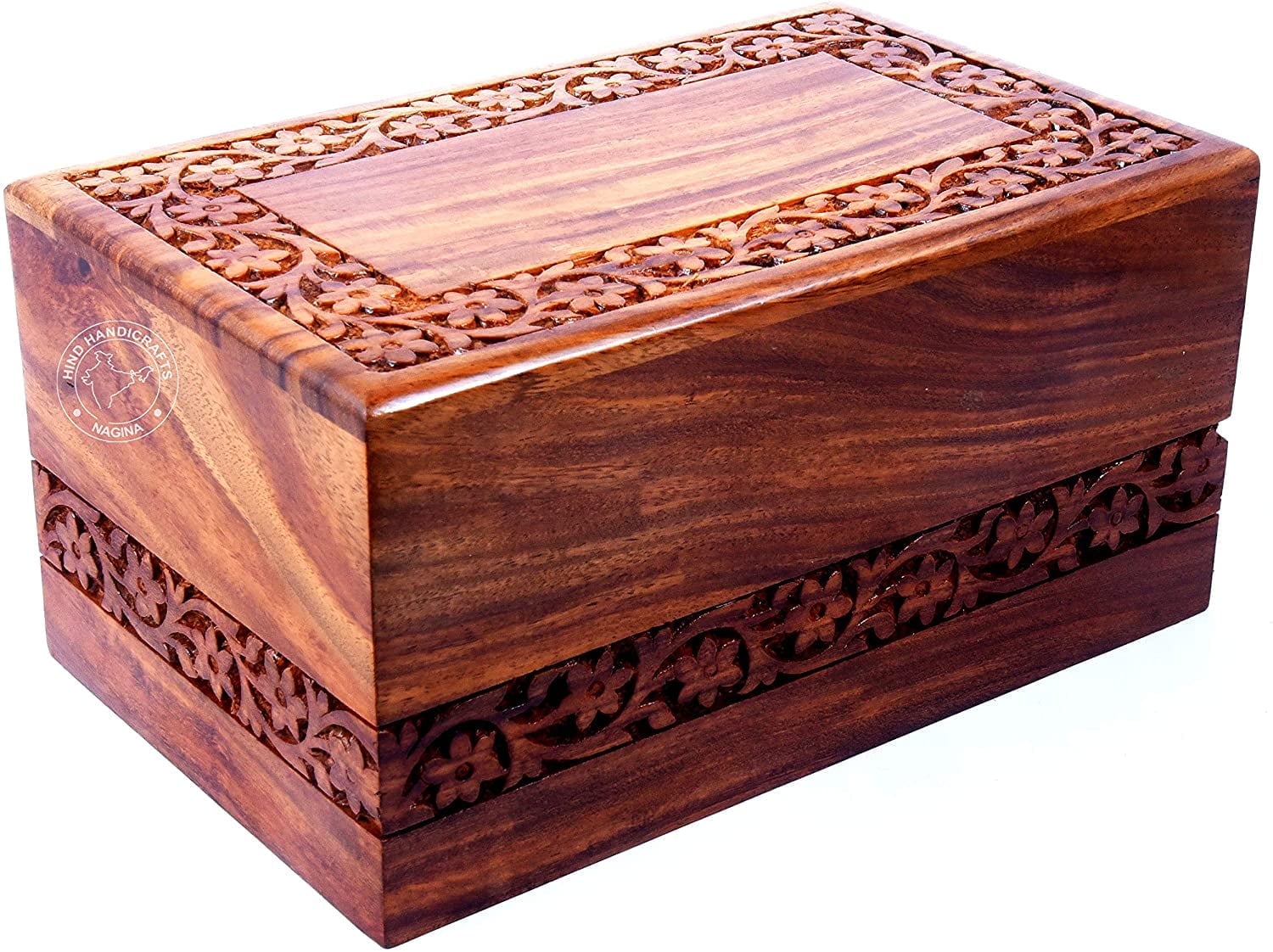 Handmade & Handcrafted Rosewood Borders Engraving Wooden Cremation Box ...