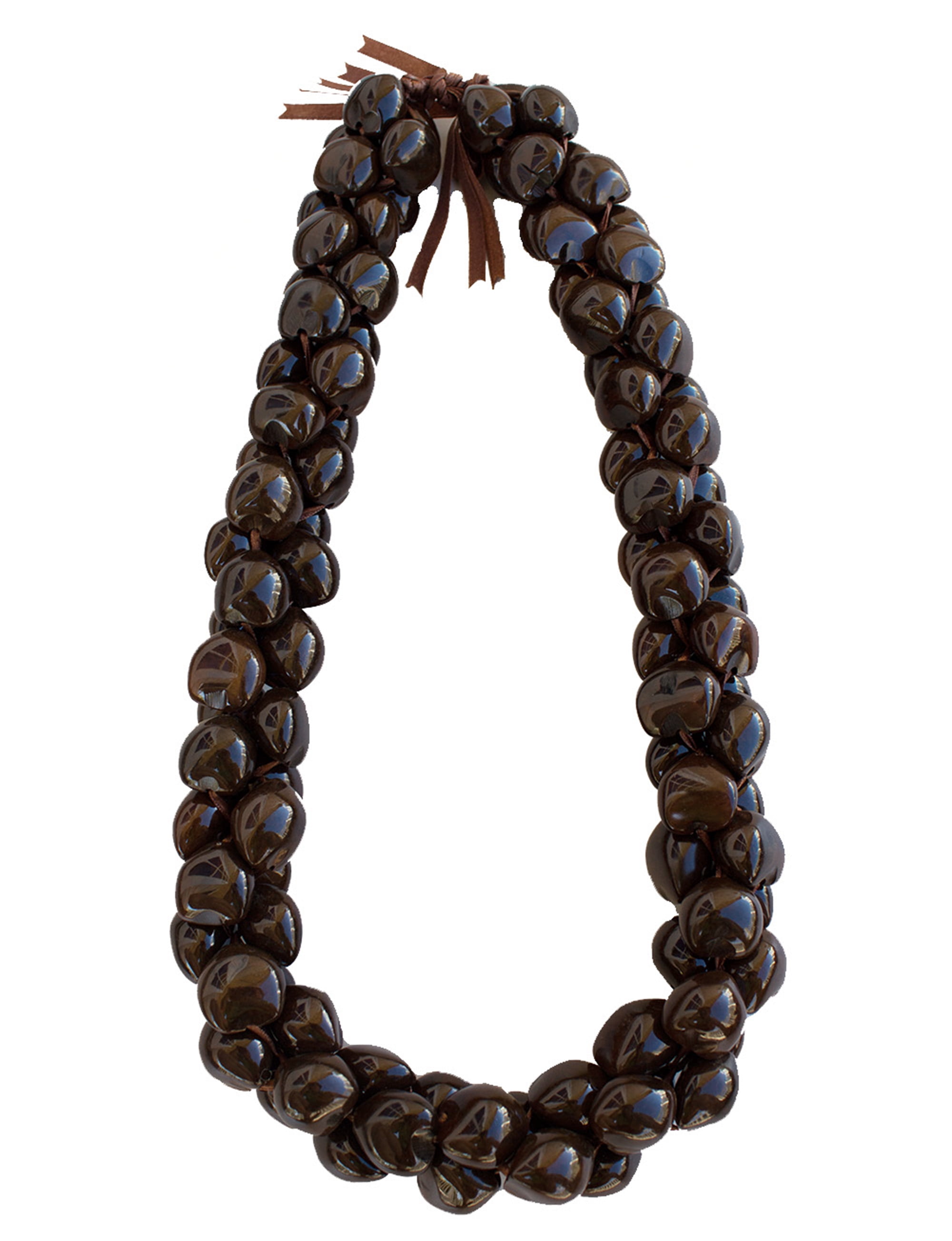 Handmade Hawaiian Jewelry Genuine Natural kukui Nut Lei Deluxe Nicklaces Kukui Nut Leis Brown ...