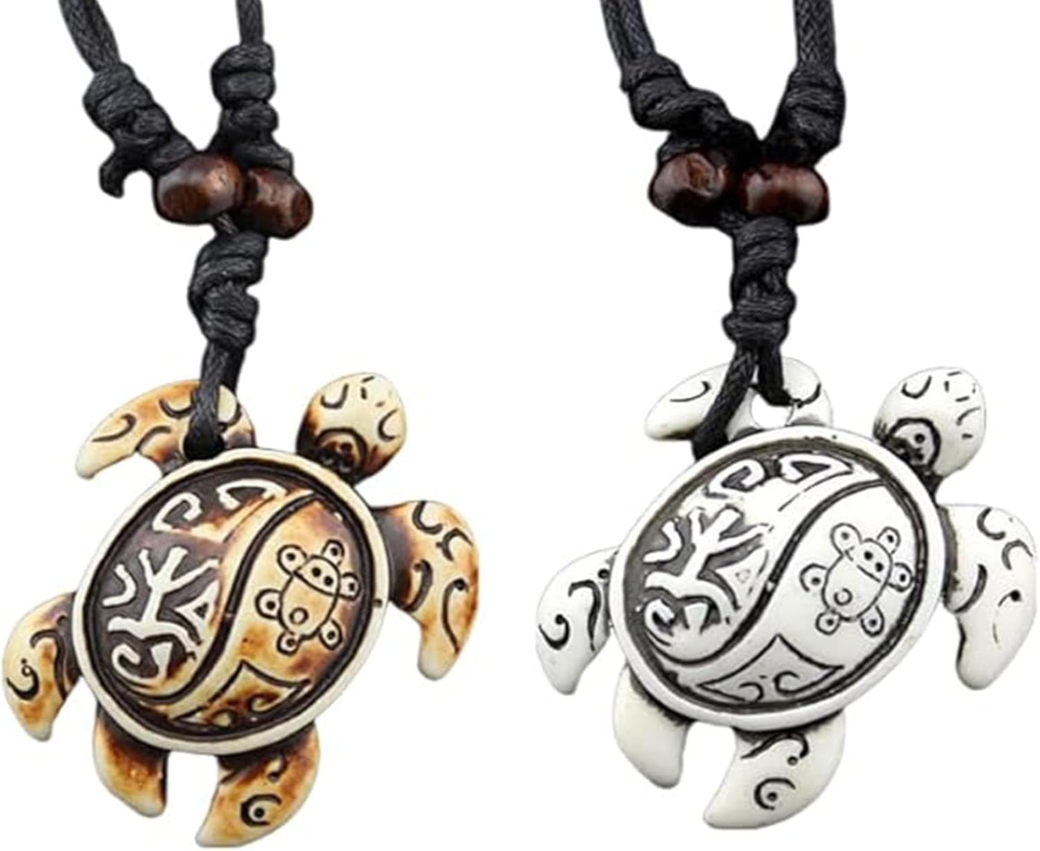 Handmade Hawaiian Turtle Shark Teeth Adjustable Wax Rope Chain Vintage ...