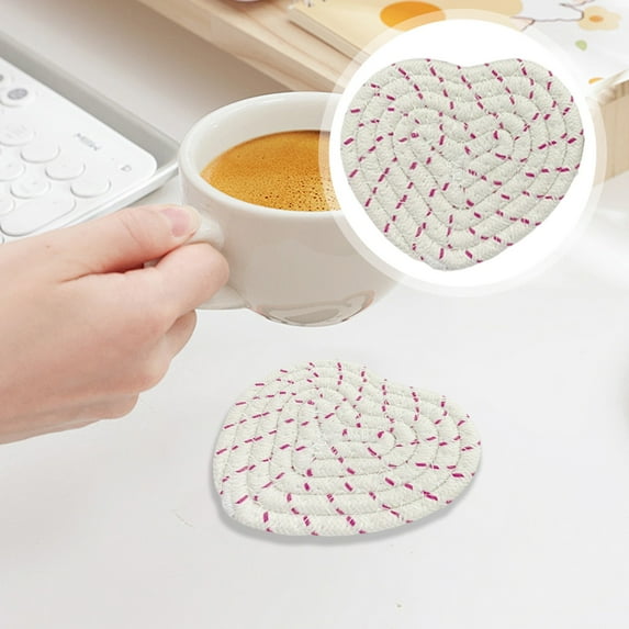 Handmade Heart Coasters, Absorbent Cotton Coasters for Gift Coffee ...