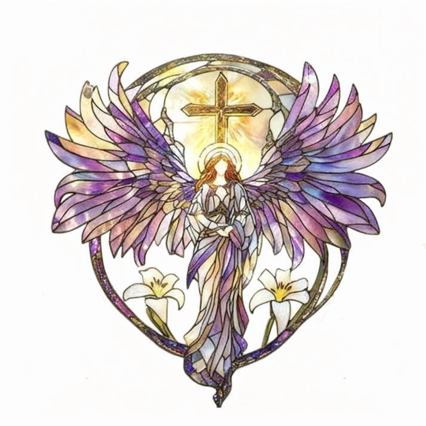 Handmade Heavenly Angel Window Ornament, Cross and Lily Design for ...
