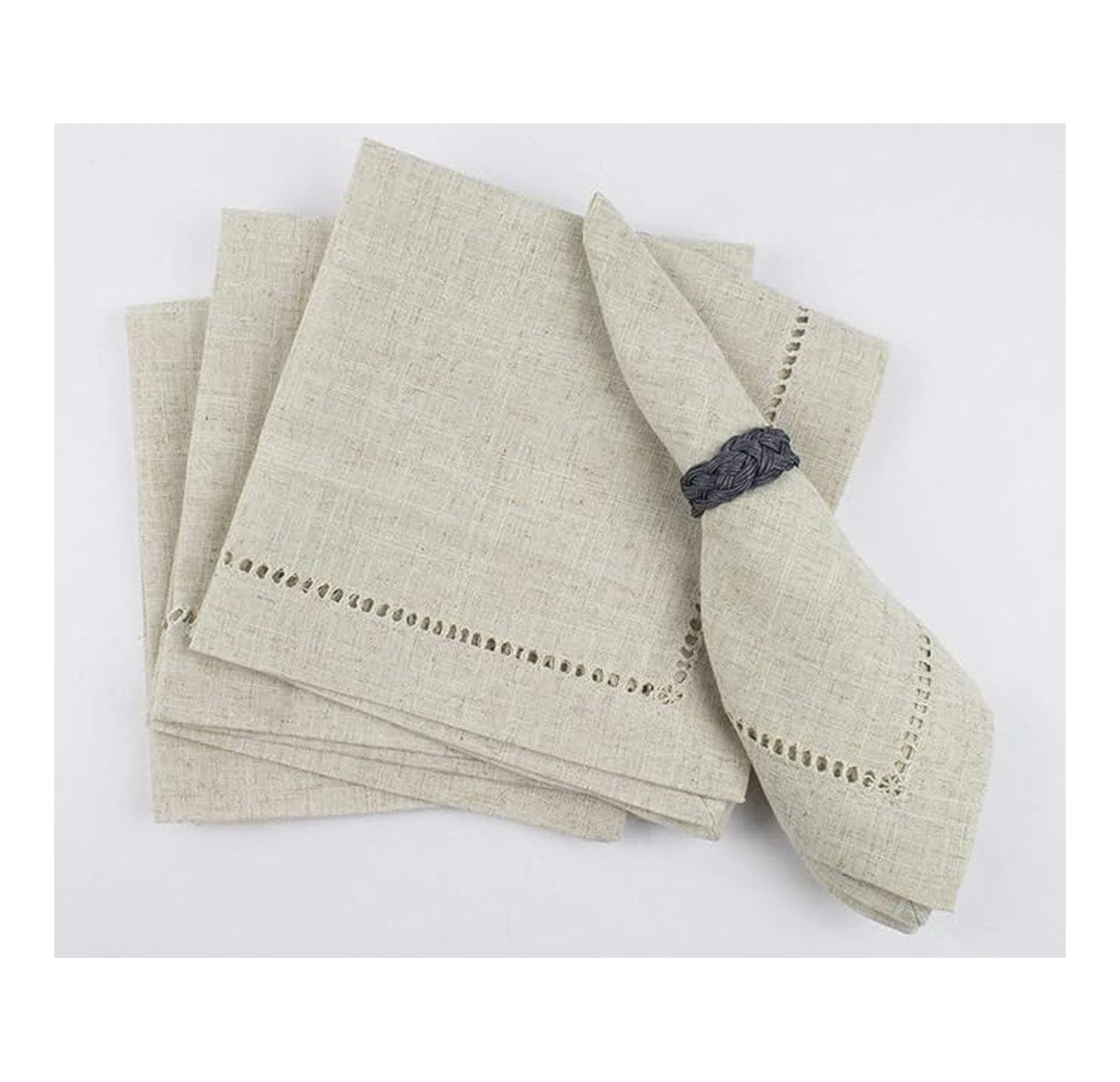 Handmade Hemstitch Design Natural Cloth Napkins 20