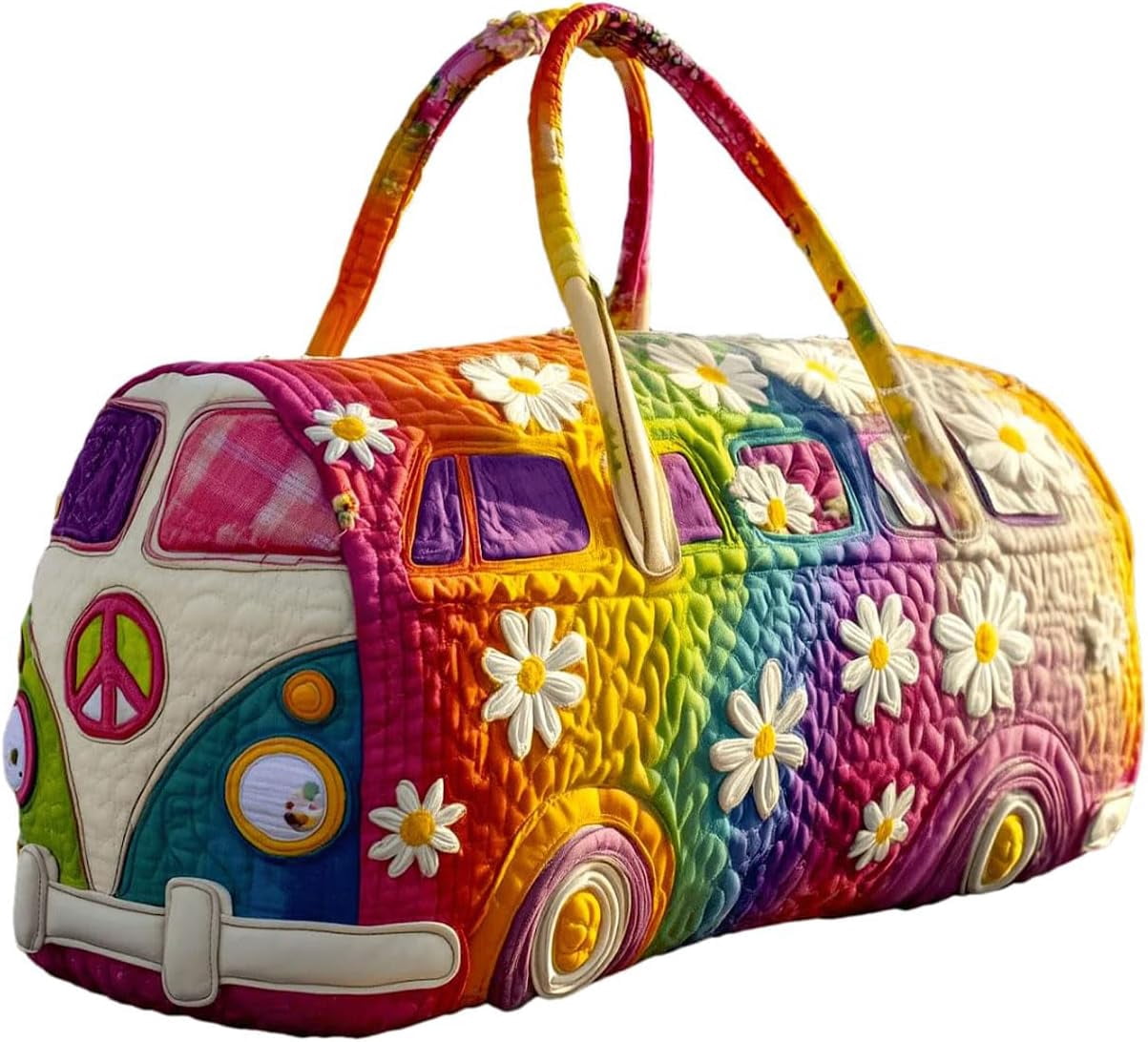 Handmade Hippie Van Quilted Duffle Bag, Original Boho Travel Weekender ...