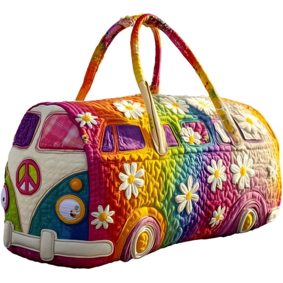 Handmade Hippie Van Quilted Duffle Bag, Original Boho Travel Weekender ...
