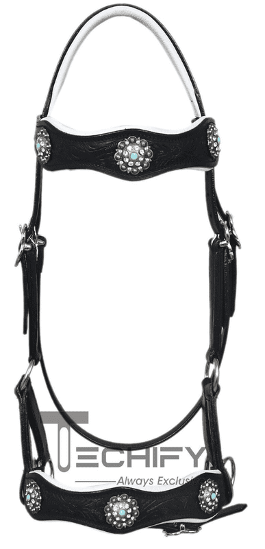 Handmade Horse Leather Black Bridle Dressage Sidepull Bitless Bridle With Reins - Walmart.com