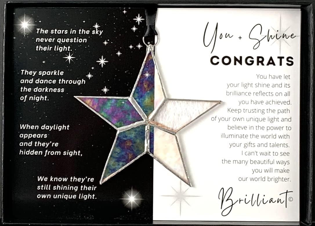 Handmade Iridescent Stained Glass Star With Heartfelt Congratulation ...