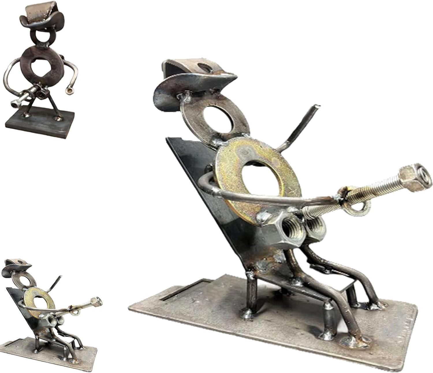 Handmade Jackin’ Cowboy Statue - Steel Gag Gift for Men, Funny Desk ...