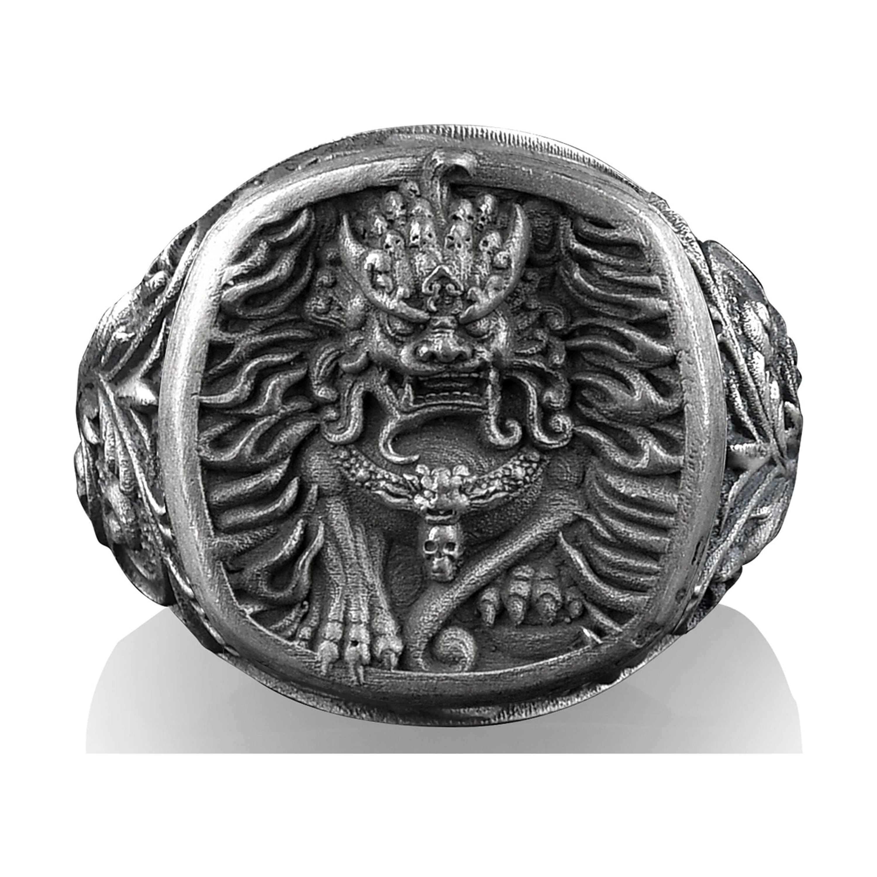 Handmade Japanese Foo Dog, Sterling Silver Square Signet Ring ...