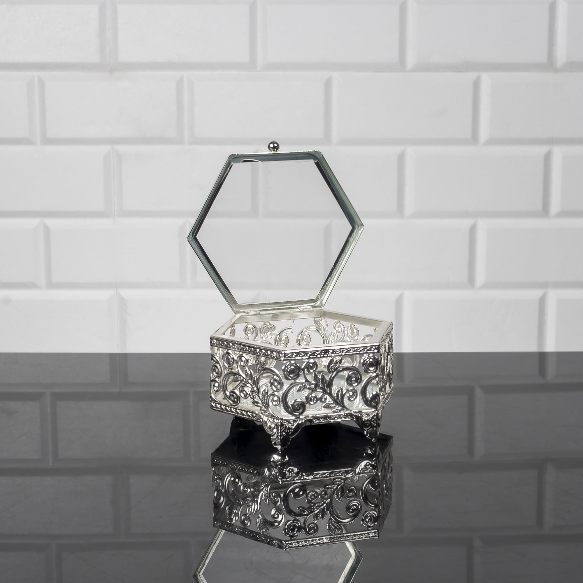 Handmade Jewelry Boxes for Women, Vintage Keepsake Boxes, Hexagon Metal ...