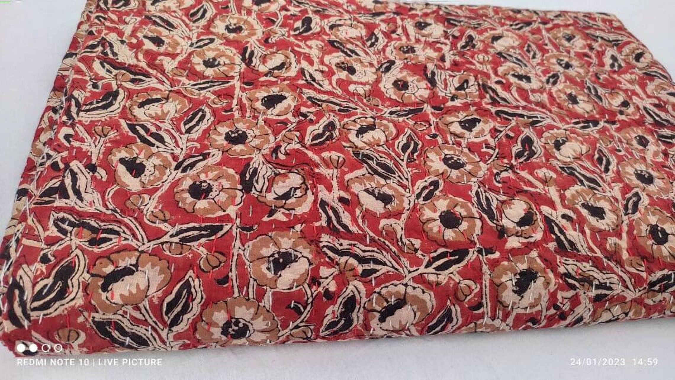 Handmade Kantha Quilt Handblock Print floral Kantha Indian Netural ...