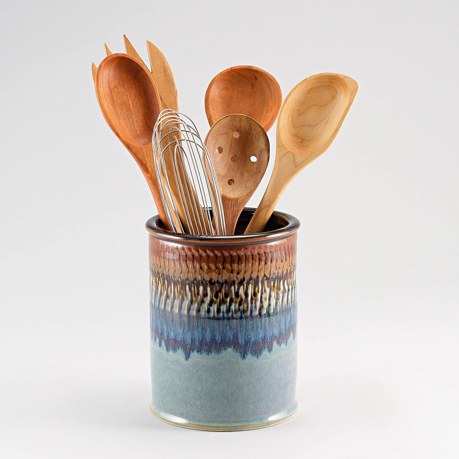 Handmade Kitchen Utensil Holder Hamada and Purple, Made in USA, Ceramic ...