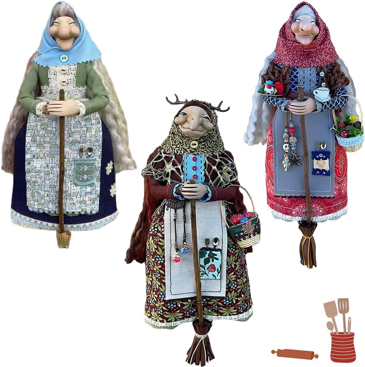 Handmade Kitchen Witch Doll, Enchanting Good Luck Charm Cooking Doll ...