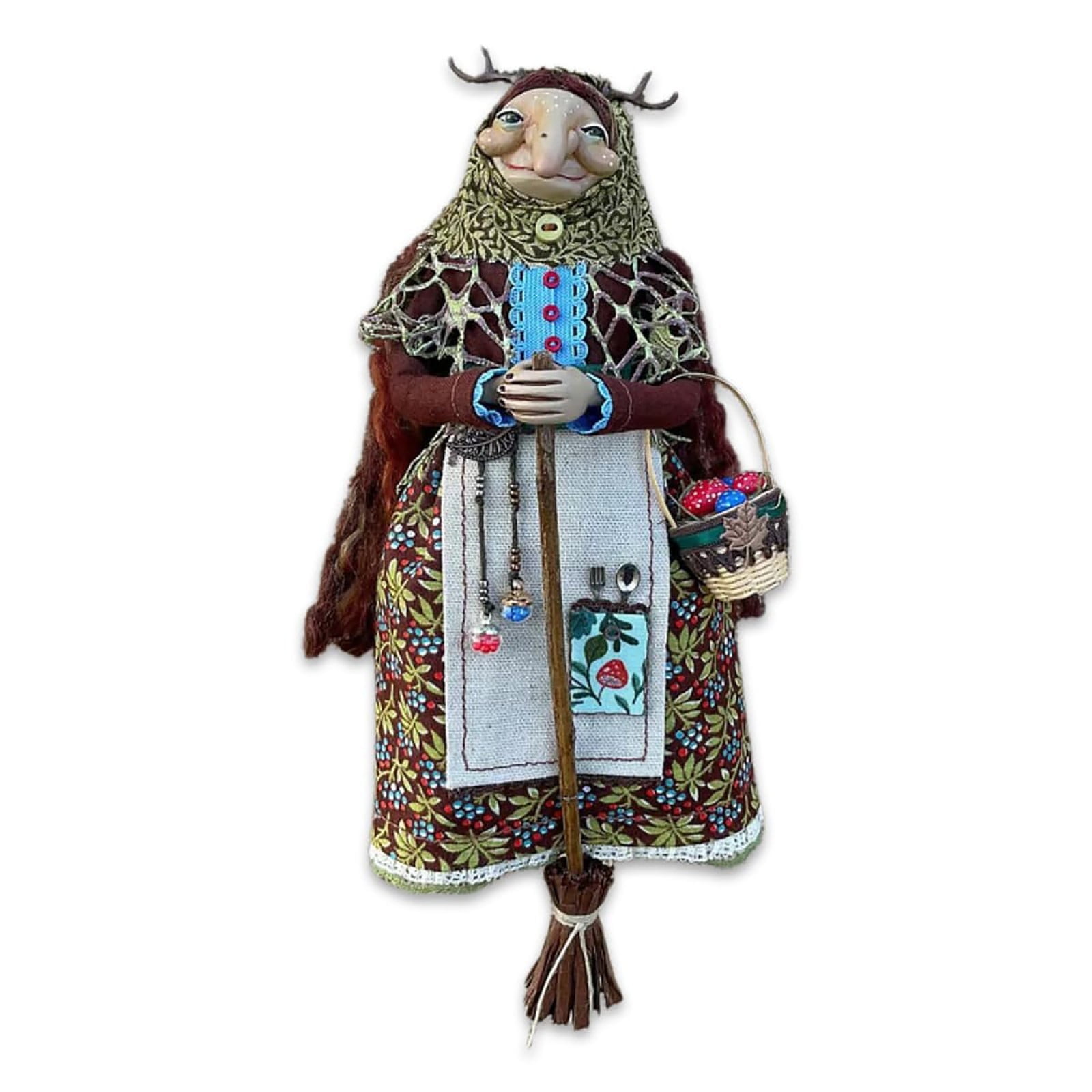 Handmade Kitchen Witch Doll, Witch Figurine Luck Charm Home Decor ...