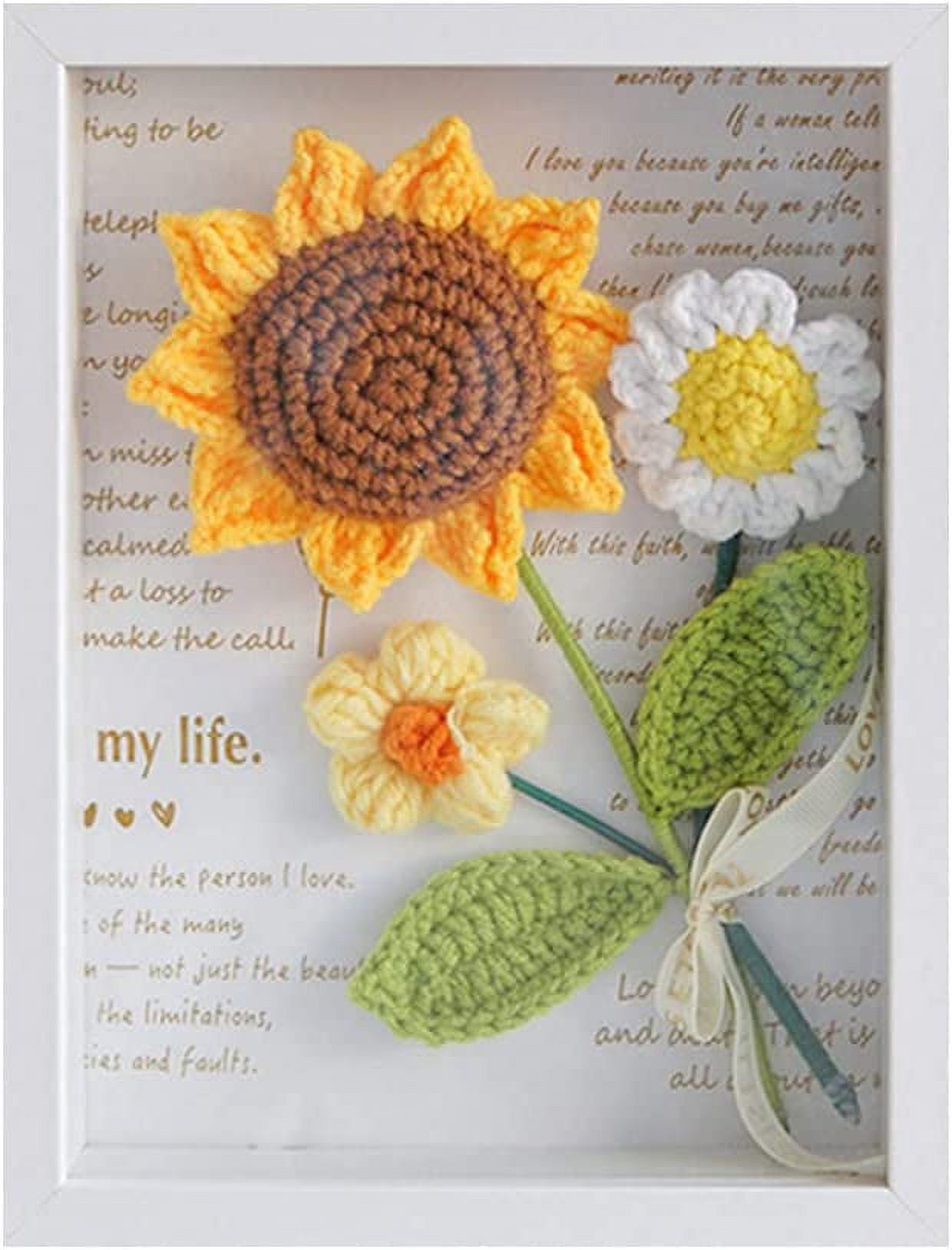 Handmade Knit Flowers Photo Frame for Home Office Decoration Crochet ...